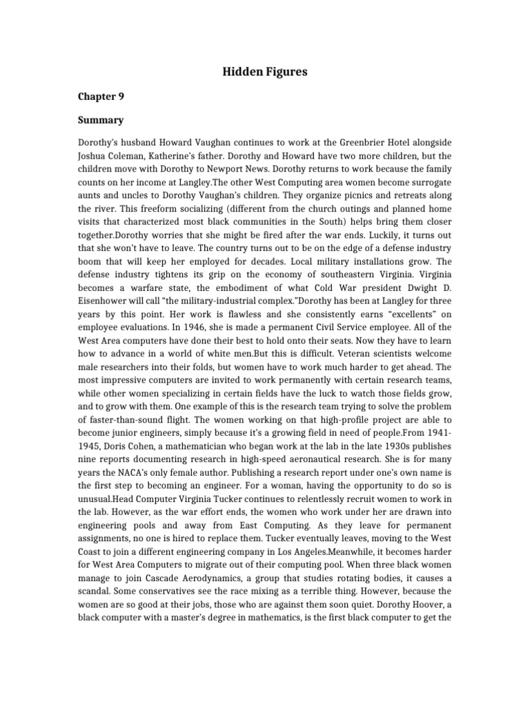 Hidden Figures Chapter 9 To 15 Pdf