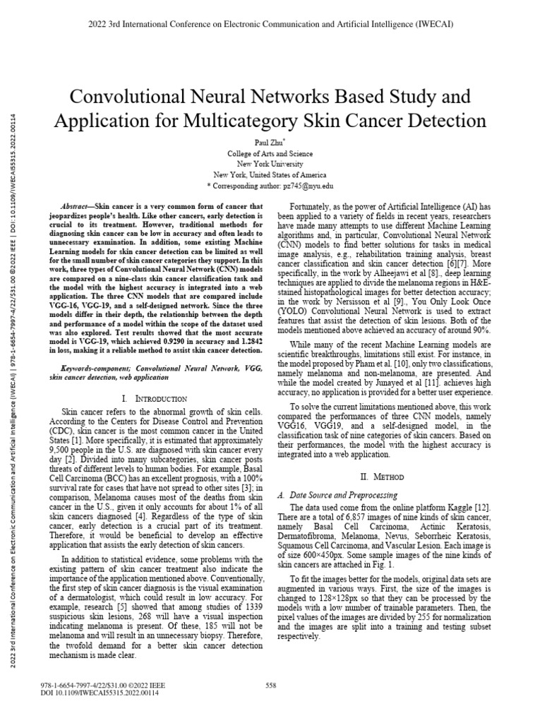 Convolutional Neural Networks Based Study and Application For Multicategory Skin Cancer ...