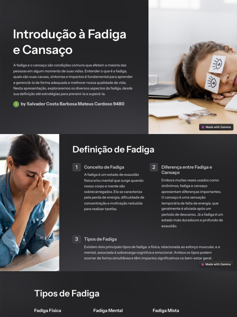 Entendendo Fadiga e Cansaço | PDF | Psicologia | Doenças e distúrbios