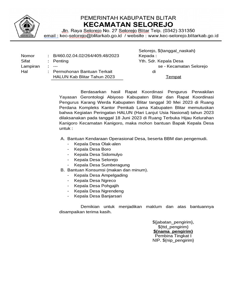 Permohonan Bantuan HALUN 2023 | PDF