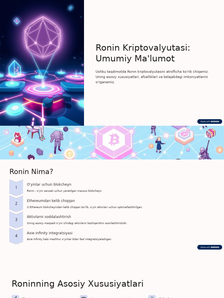 Ronin Kriptovalyutasi Umumiy Malumot | PDF