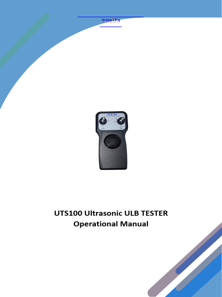 UTS100 ULB Tester Operational Manual | PDF | Ultrasound | Microphone
