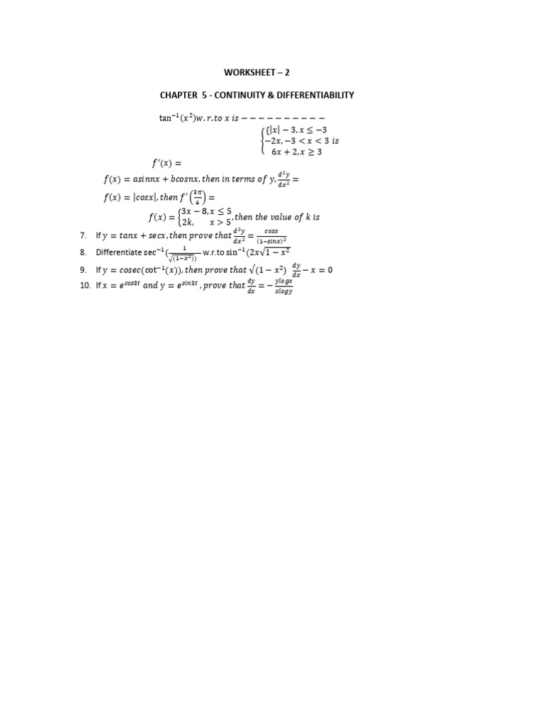 Ch-5 Worksheet 2 | PDF