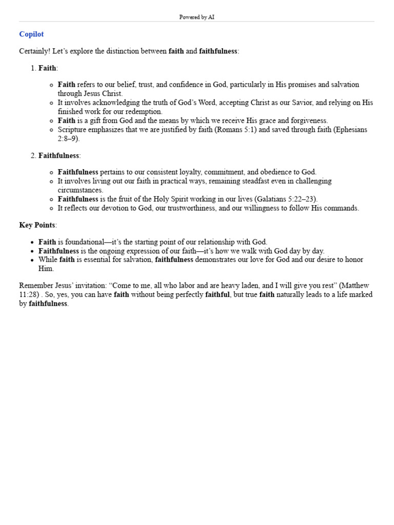 Faith Versus Faithfulness | PDF