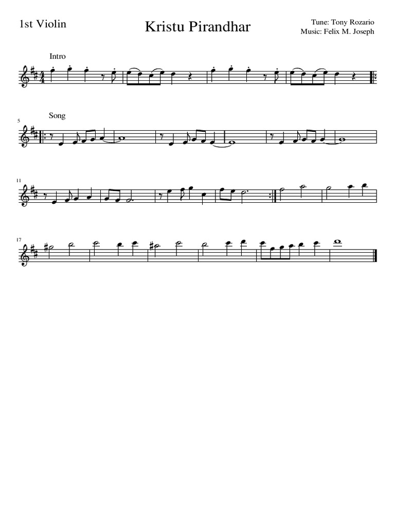 Kristu Pirandhar - PDF 1st Violin-Part-1 | PDF