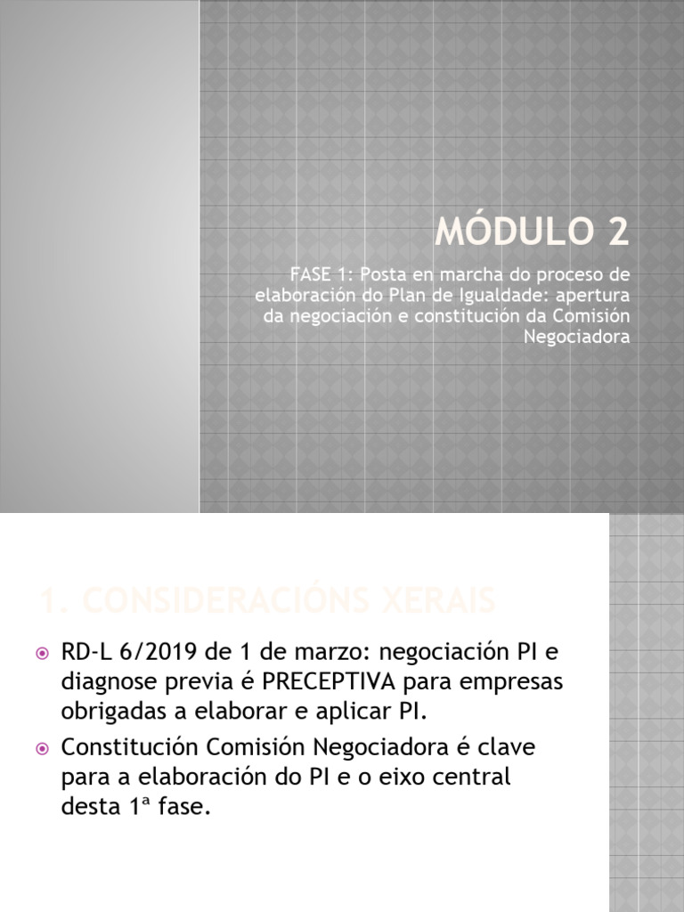 MOD 2 - FASE 1. Posta en Marcha Do Proceso de Elaboración Do Plan de Igualdade | PDF