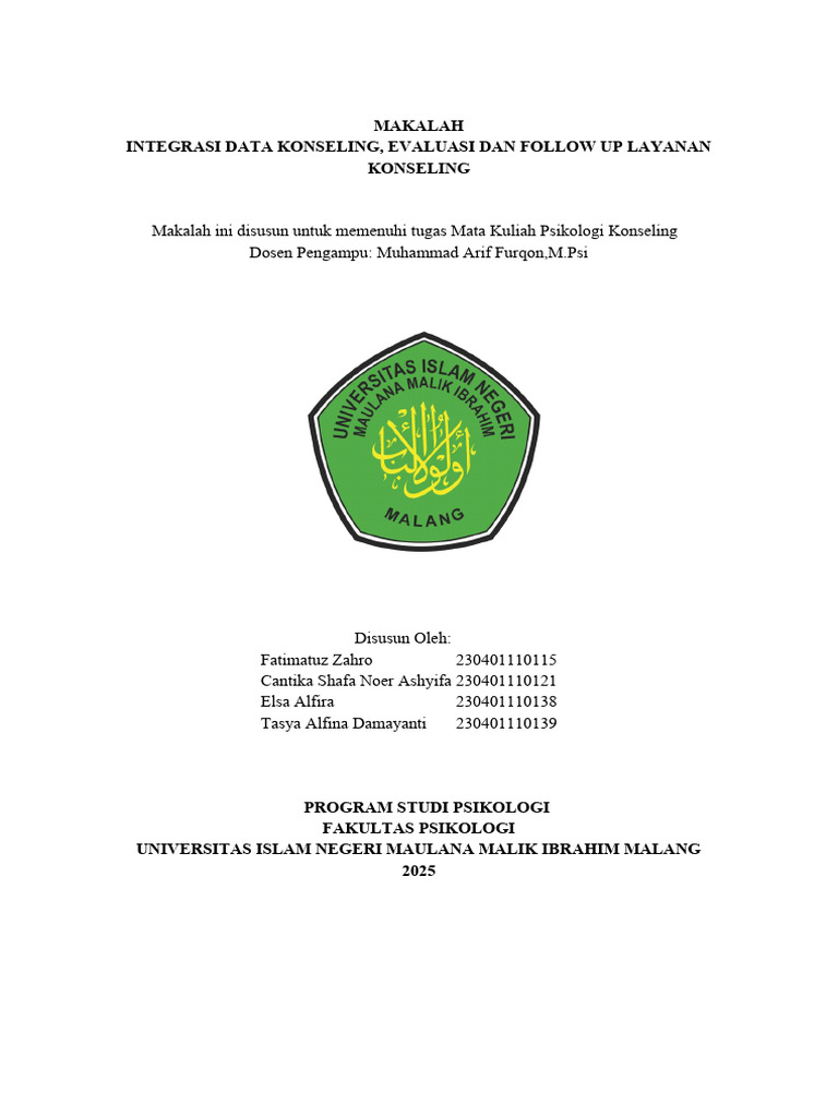 Integrasi Data dan Evaluasi Konseling | PDF