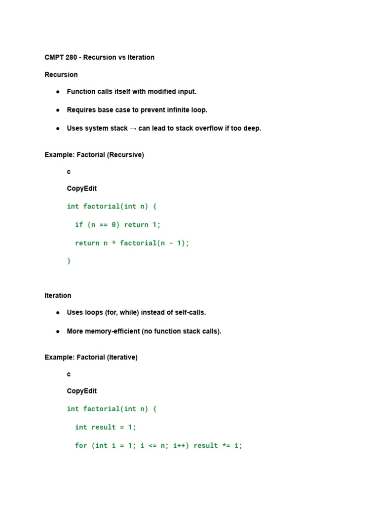 Cmpt280 Recursion Iteration | PDF