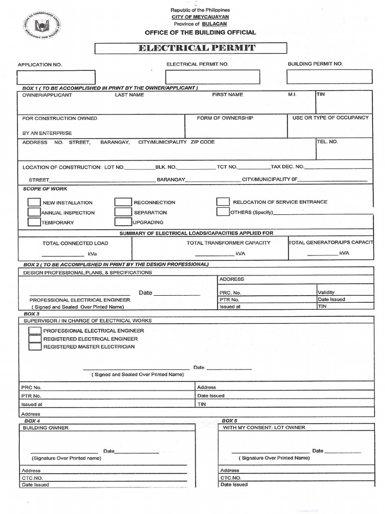 Application For Electrical Permit | PDF