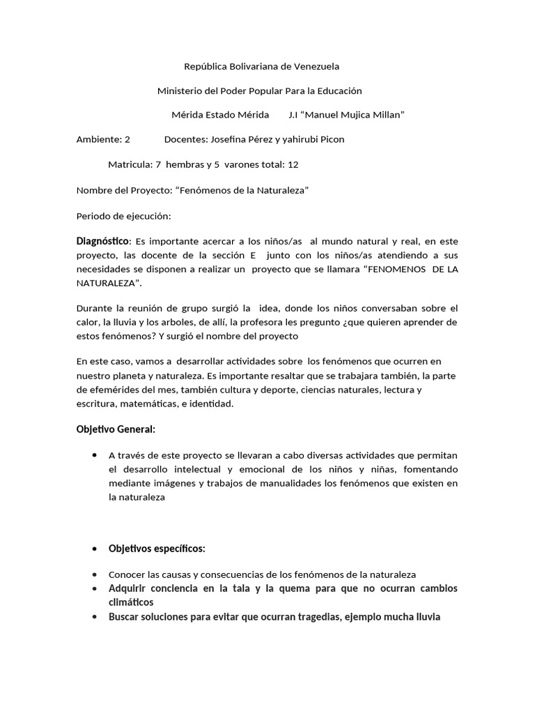 Fenomenos de La Naturaleza 4 Años | PDF | Naturaleza | Aprendizaje