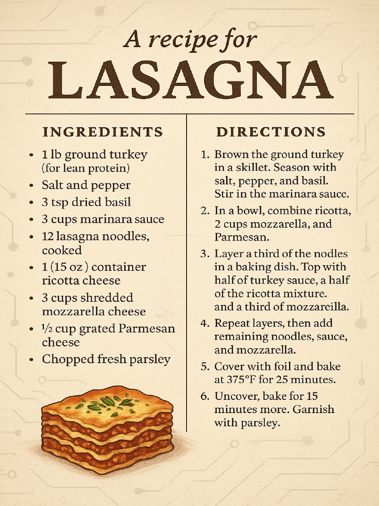 A Recipe For Lasagna | PDF