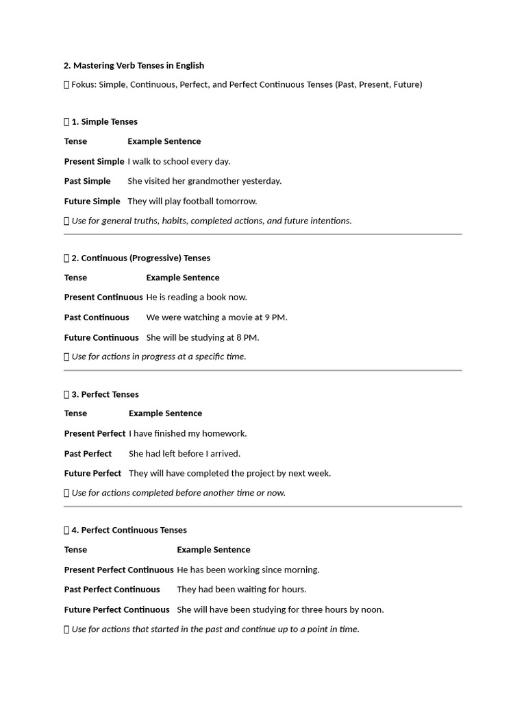 Master English Verb Tenses Guide | PDF