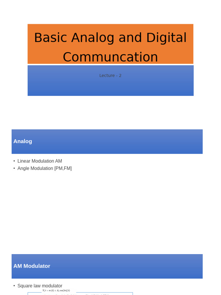 Basic Analog & Digital Lecture 2 | PDF | Frequency Modulation | Detector (Radio)