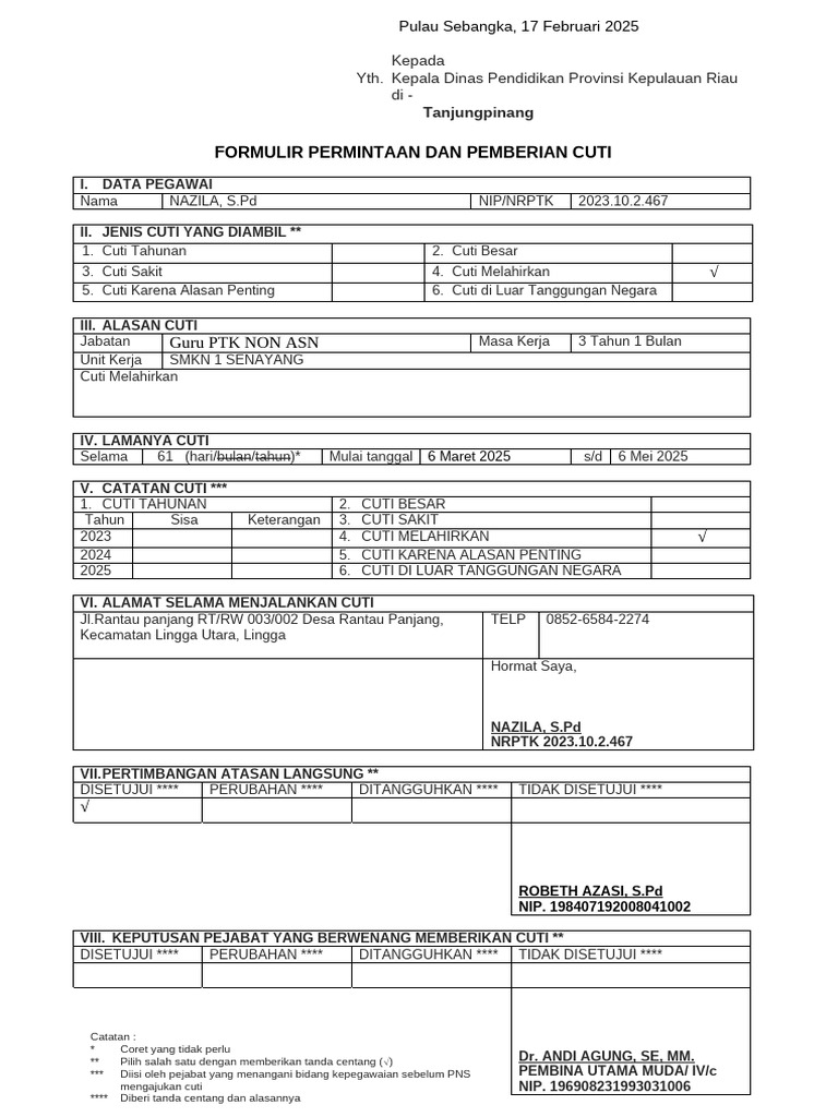 Form Cuti Kosong | PDF