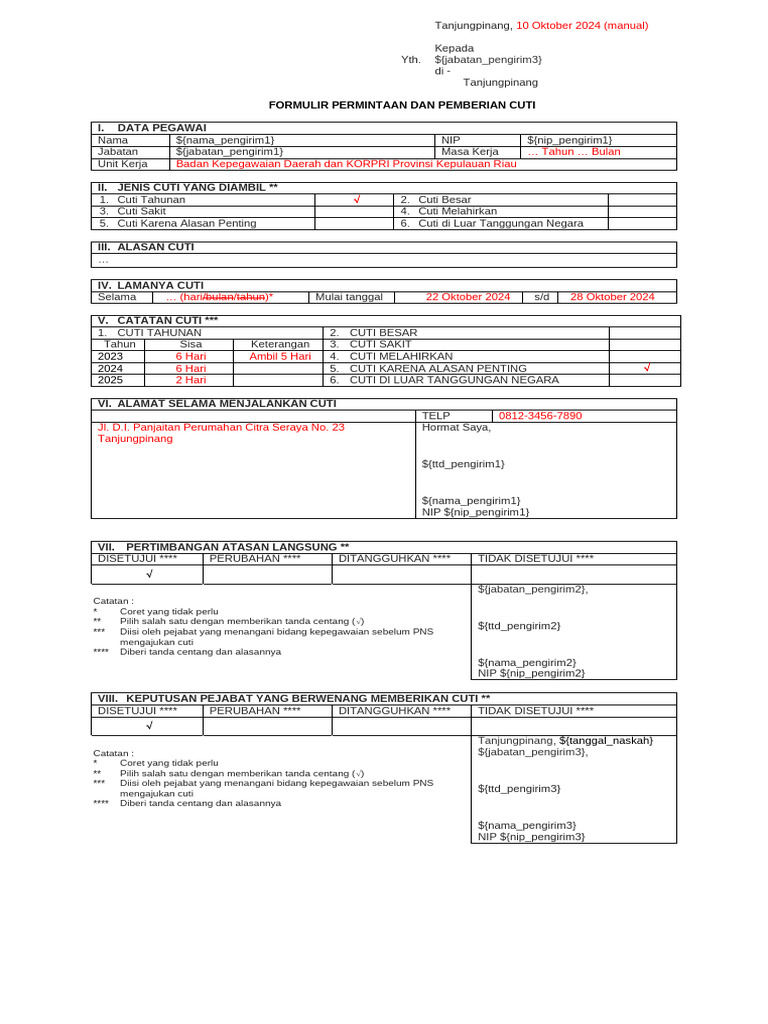 Form Cuti 3 Tingkat | PDF