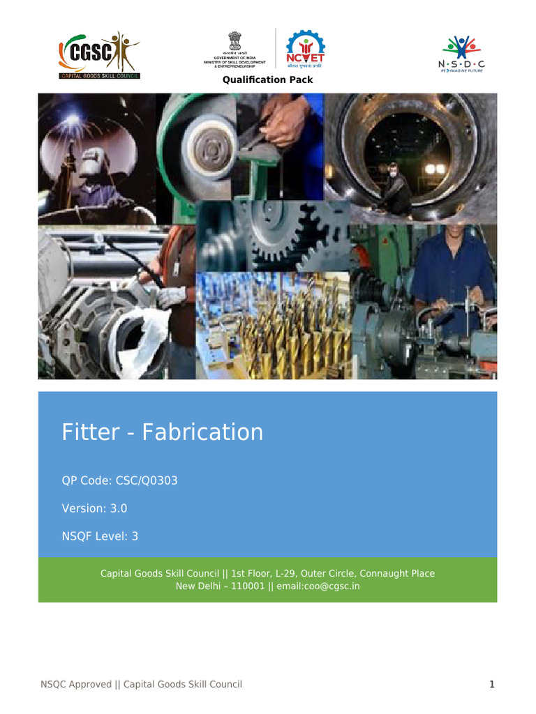 Fitter - Fabrication Qualification Pack | PDF | Occupational Safety And ...