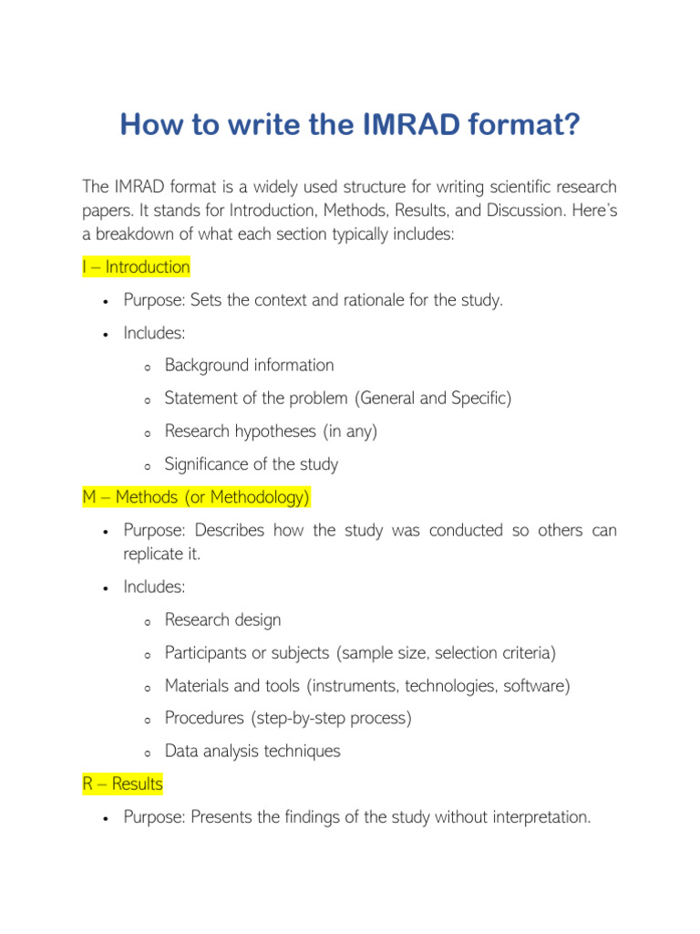 How To Write The IMRAD Format | PDF