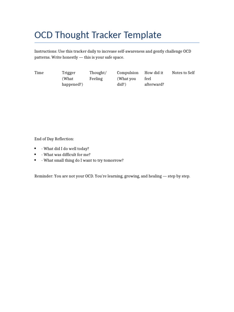 OCD Thought Tracker | PDF