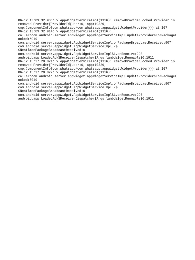 Appwidget History Log0 | PDF