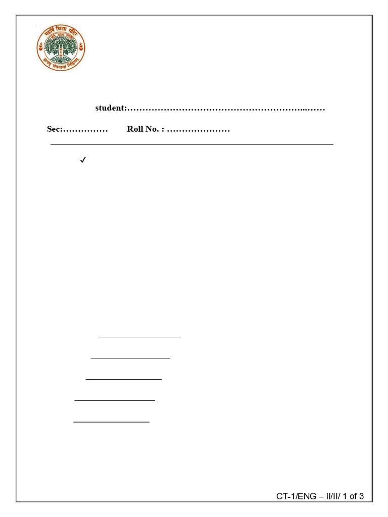 Principal Class-II English II Question Paper | PDF