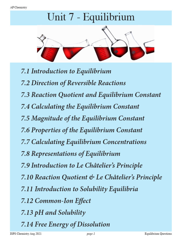Unit 7 Equilibrium Questions | PDF | Chemical Equilibrium | Reaction Rate