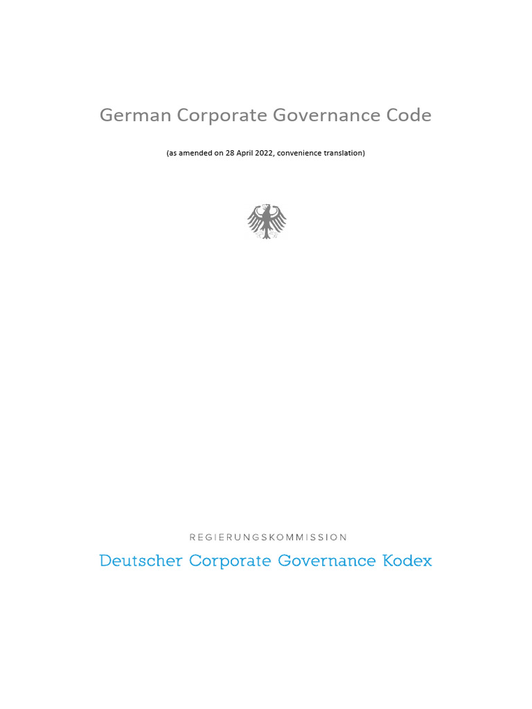 German Corporate Governance Code 2022 | PDF | Corporate Governance ...