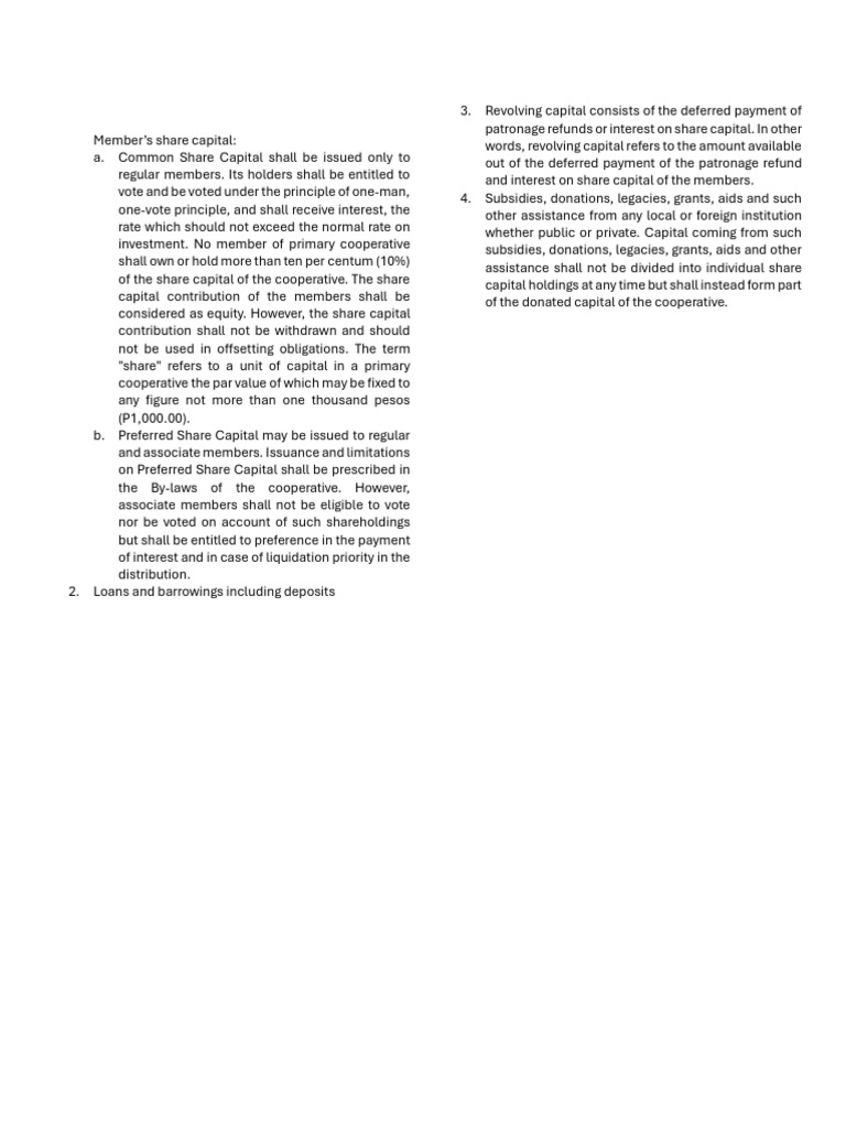 Sources of Capital in Cooperatives | PDF