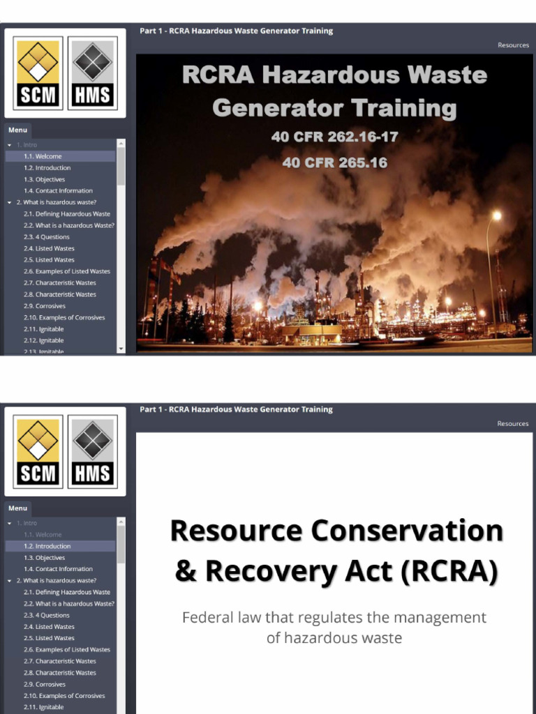 RCRA Hazardous Waste Generator Training | PDF | Waste | Hazardous Waste