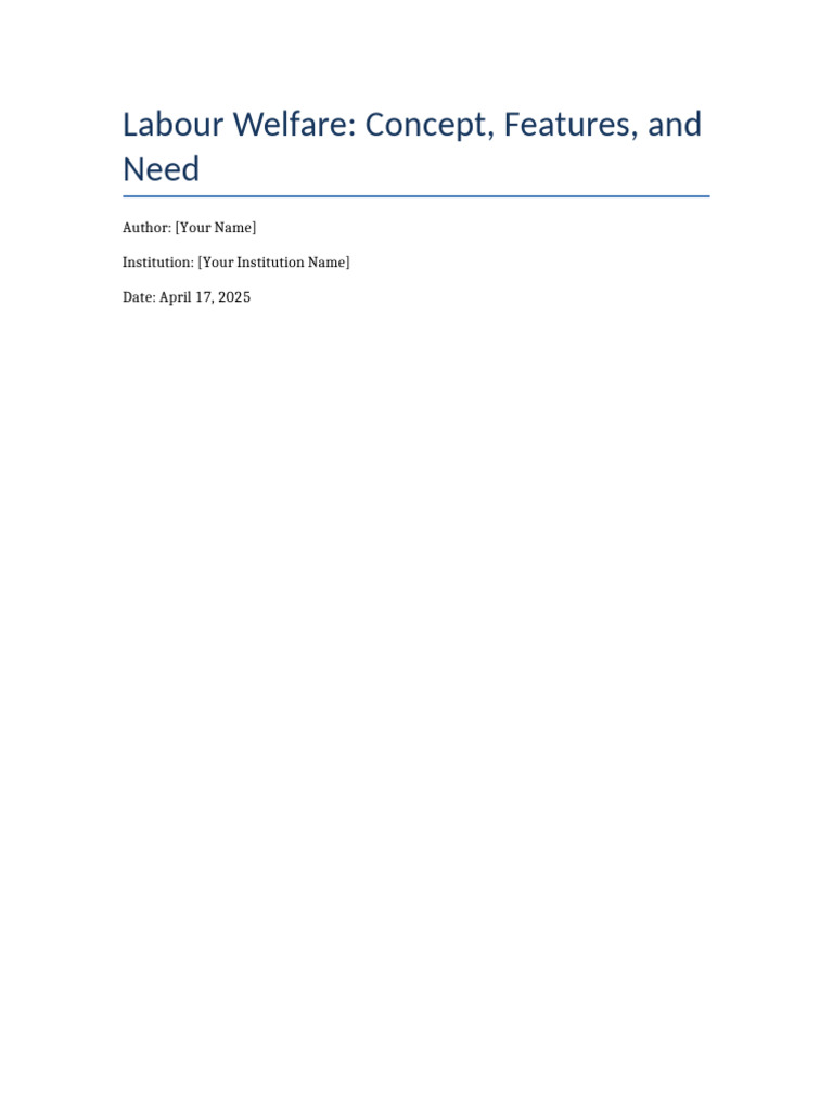 Labour Welfare Document | PDF