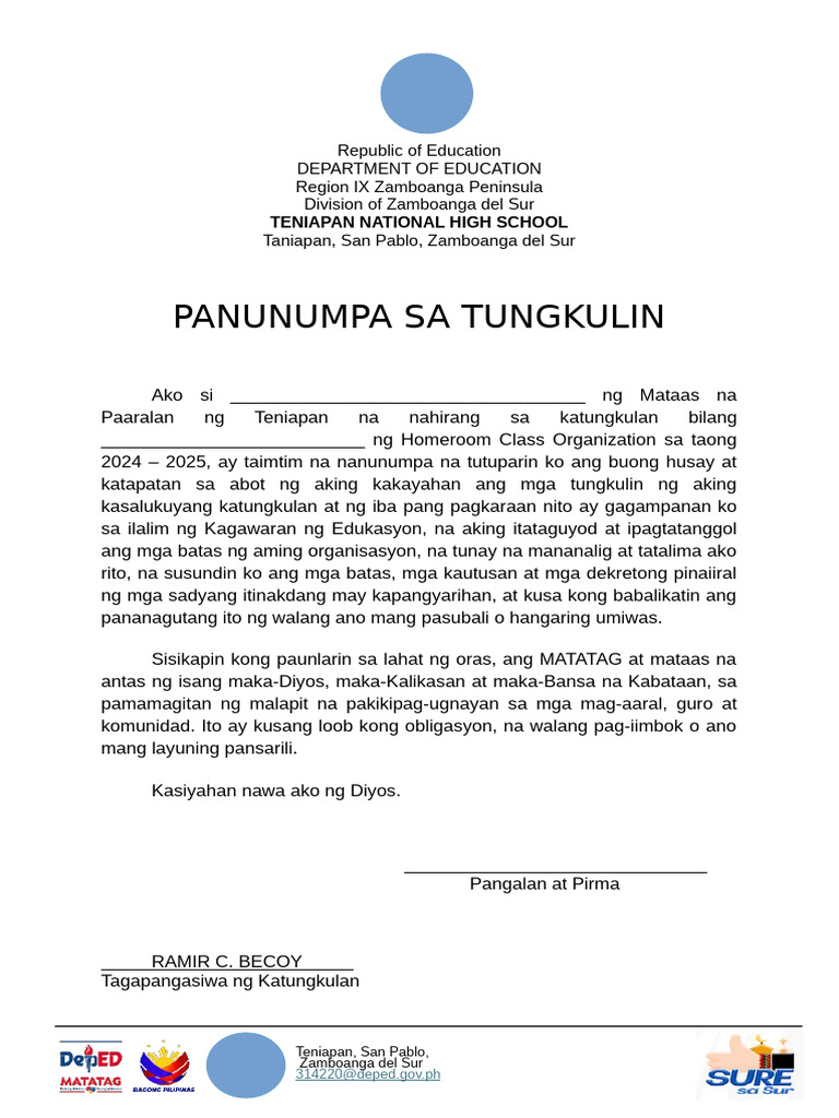 Oath of Office Tagalog | PDF