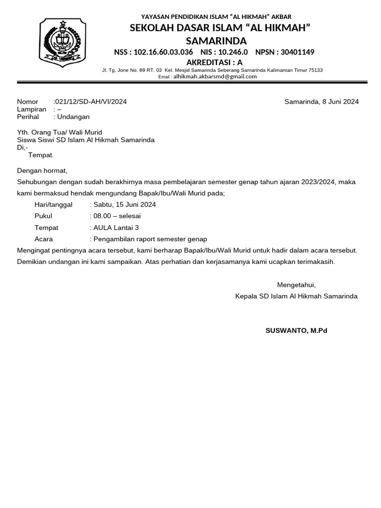 Contoh Surat Resmi | PDF