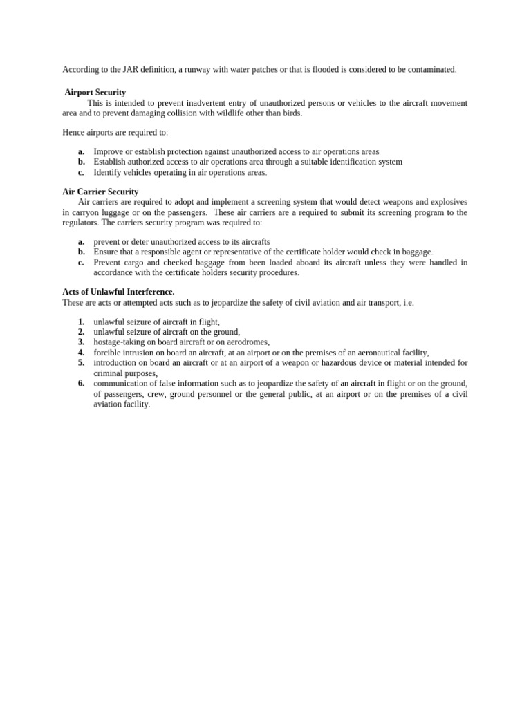 Aviation Safety and Security Management NOTES 7 | PDF | Airport ...