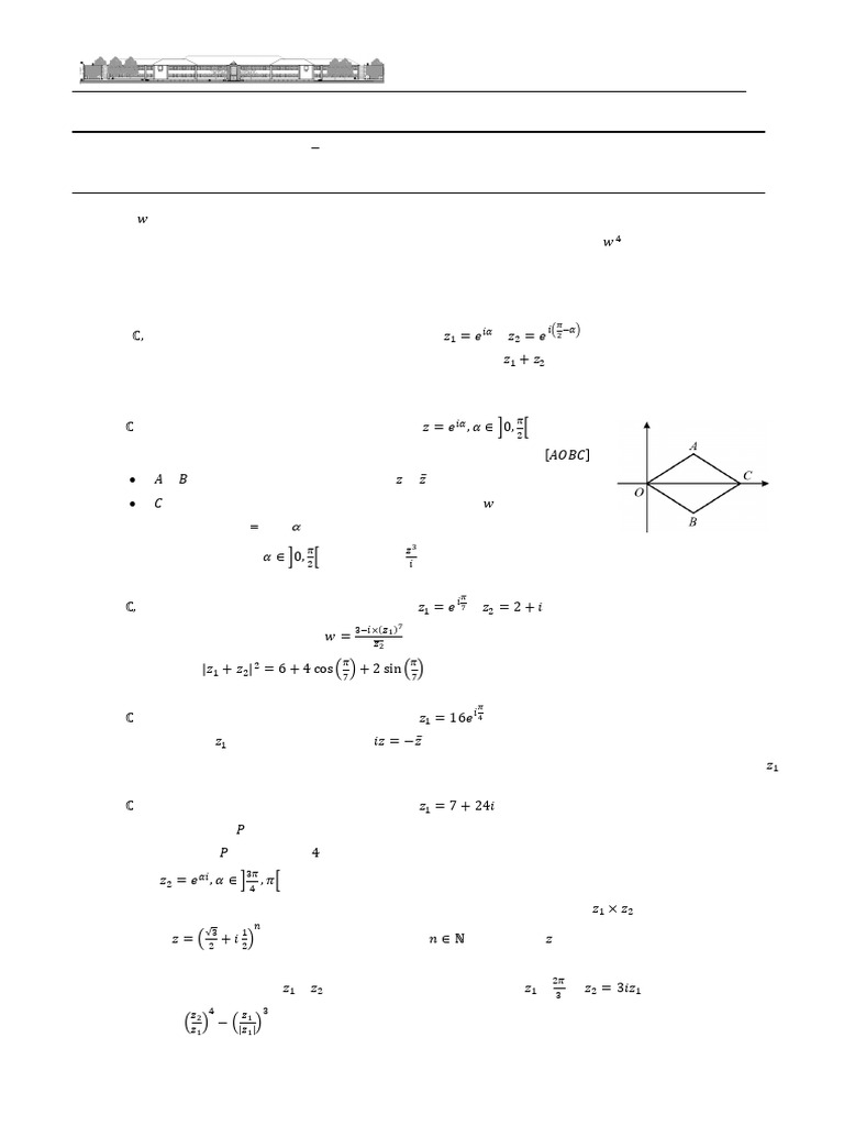 Ficha Trabalho Autónomo 19 - Complexos | PDF | Número complexo | Vértice (Geometria)