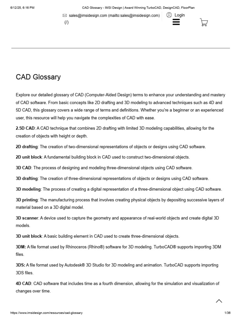 CAD Glossary - IMSI Design - Award Winning TurboCAD, DesignCAD, FloorPlan | PDF | Computer Aided ...