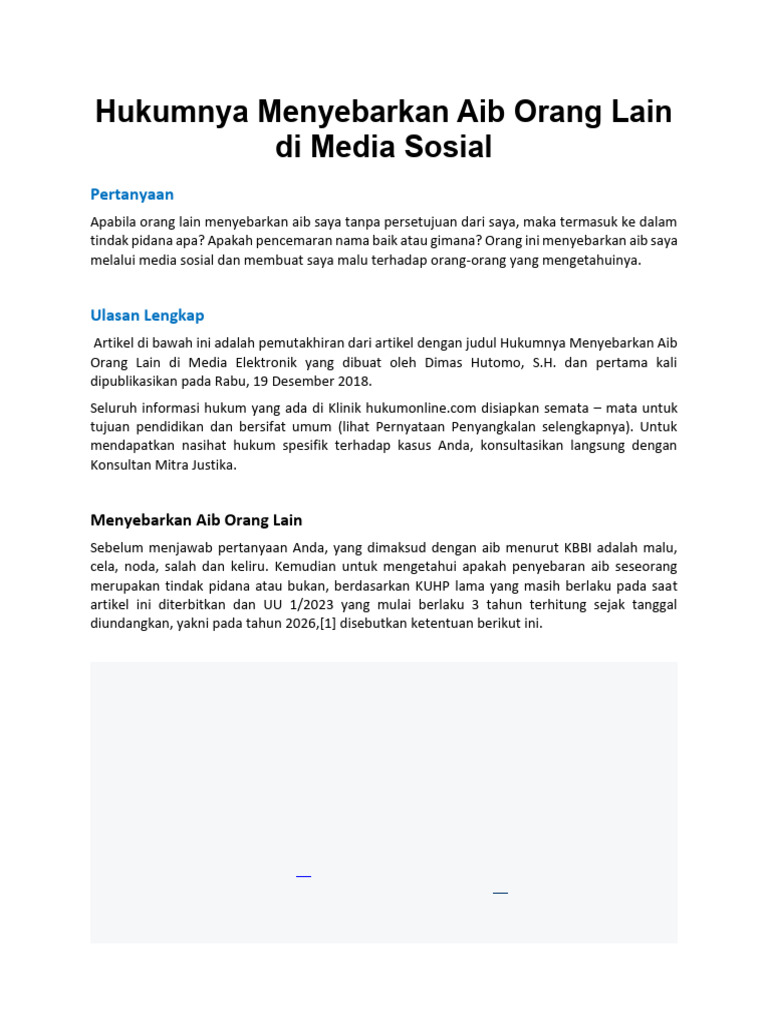 Hukum Penyebaran Aib di Media Sosial | PDF