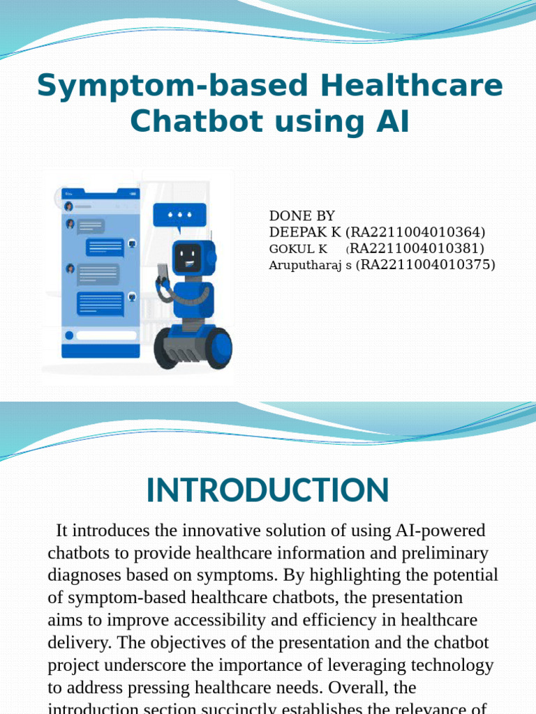 Symptom-Based Healthcare Chatbot Using AI | PDF | Artificial ...
