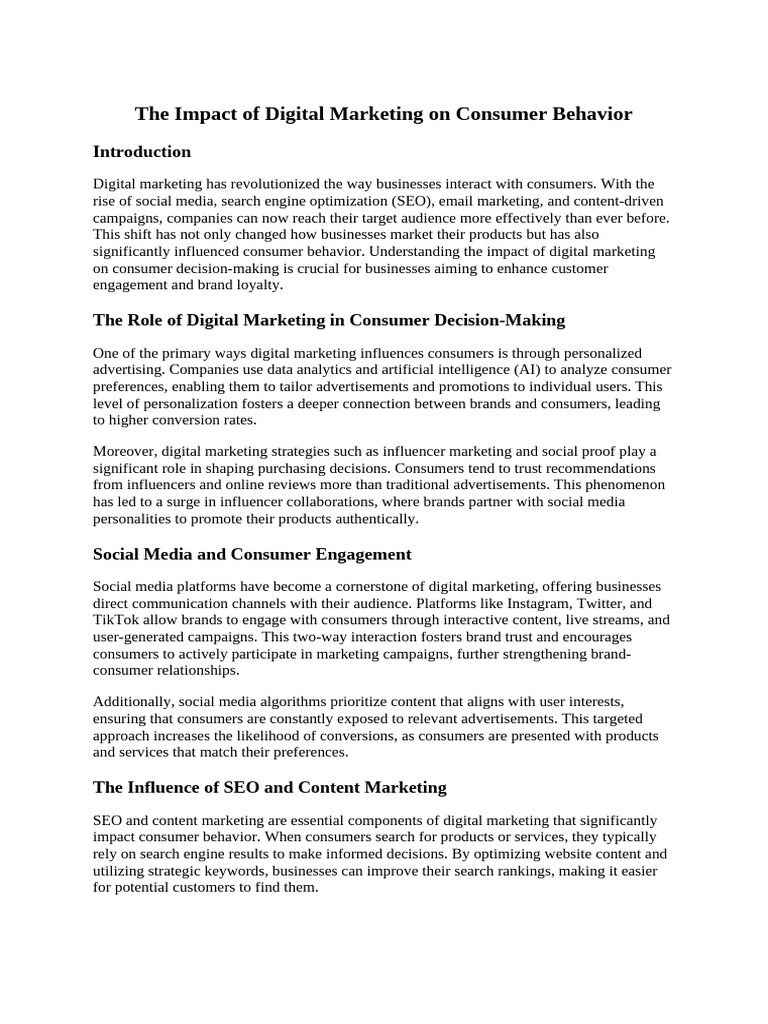 The Impact of Digital Marketing On Consumer Behavior | PDF | Digital ...