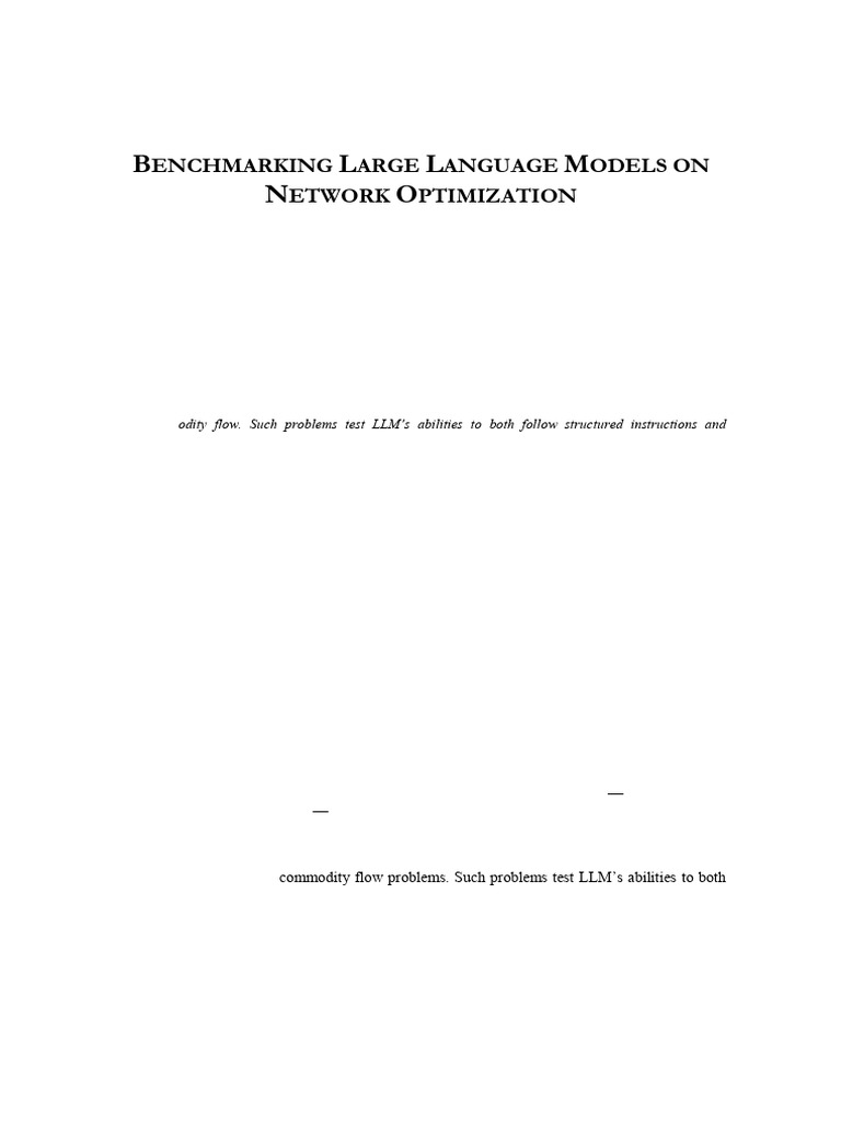 Benchmarking Large Language Models On Network Optimization | PDF | Mathematical Optimization
