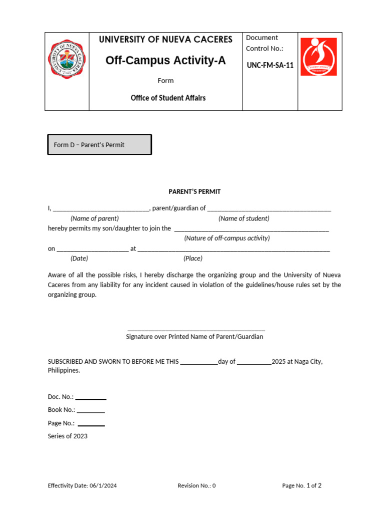 Parents Permit 2 | PDF