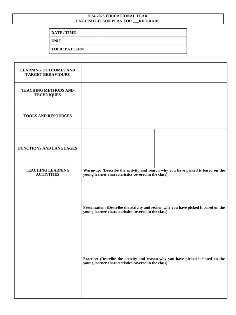 Lesson Plan Template Week 2 HW Assignment | PDF