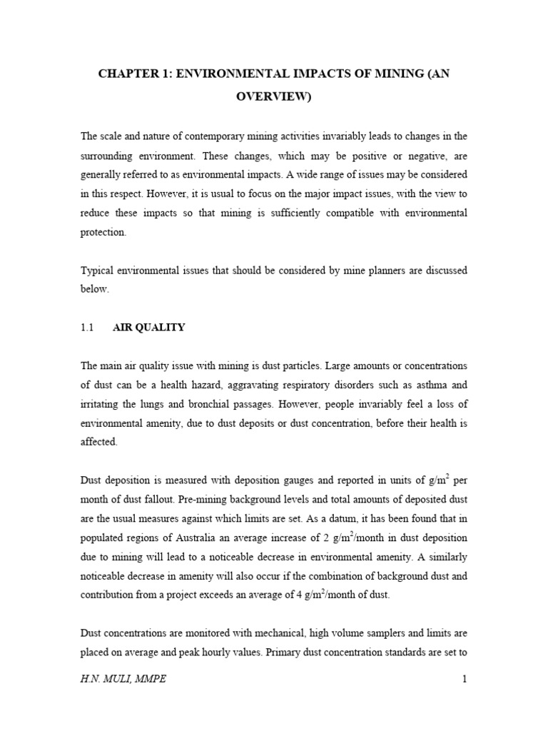 Environmental Impacts of Mining Overview | PDF | Noise | Mining