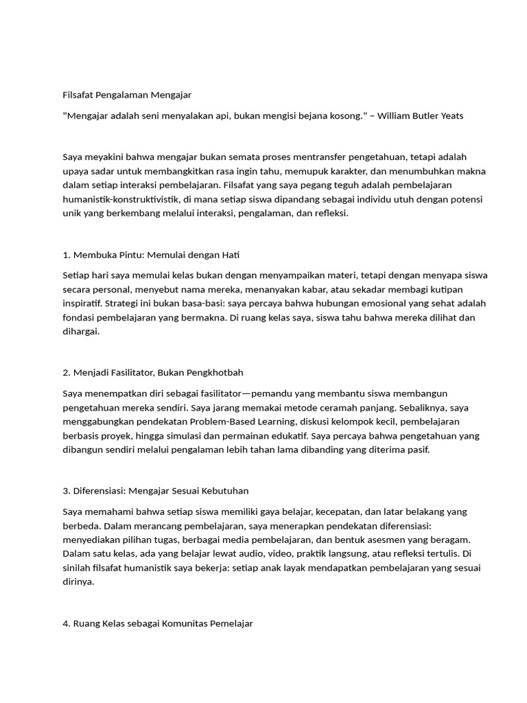 Menulis Filsafat Pribadi Tentang Mengajar QQQQQQ | PDF