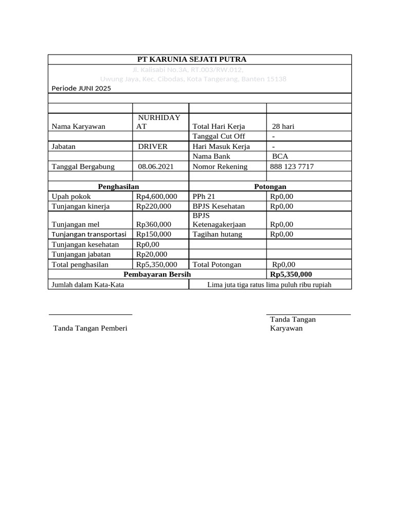 Slipp Gaji NHD | PDF