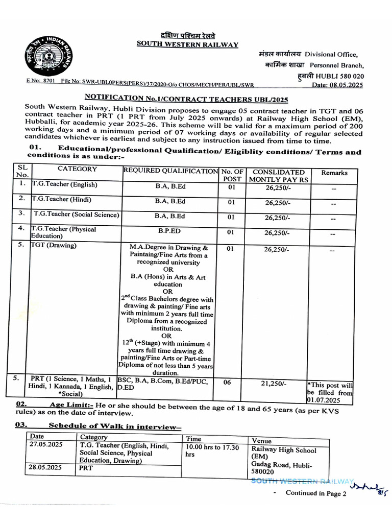 11 TGT PRT Posts English Notification Details Application Form South ...