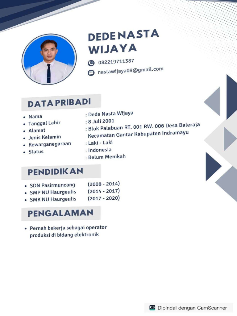Lamaran Kerja Dede Nasta Wijaya 2025 | PDF