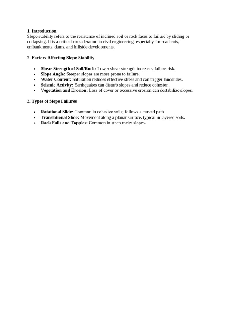 Basics of Slope Stability in Geotechnical Engineering | PDF