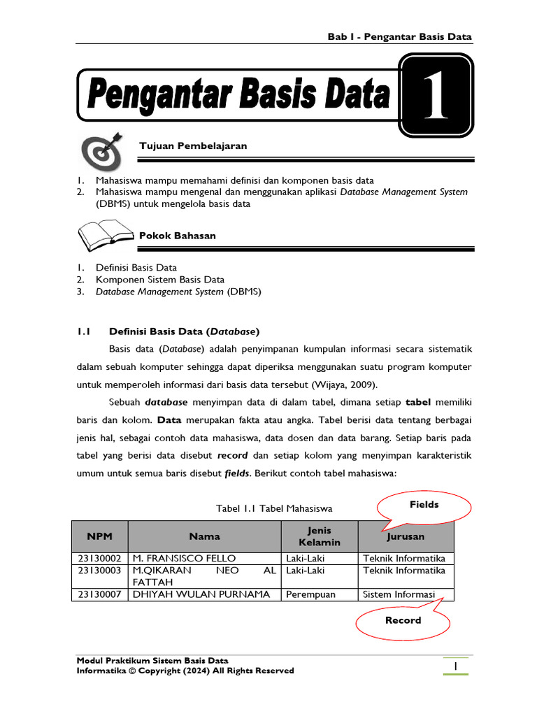 FIX FIX Bab 1 - Pengantar Basis Data | PDF