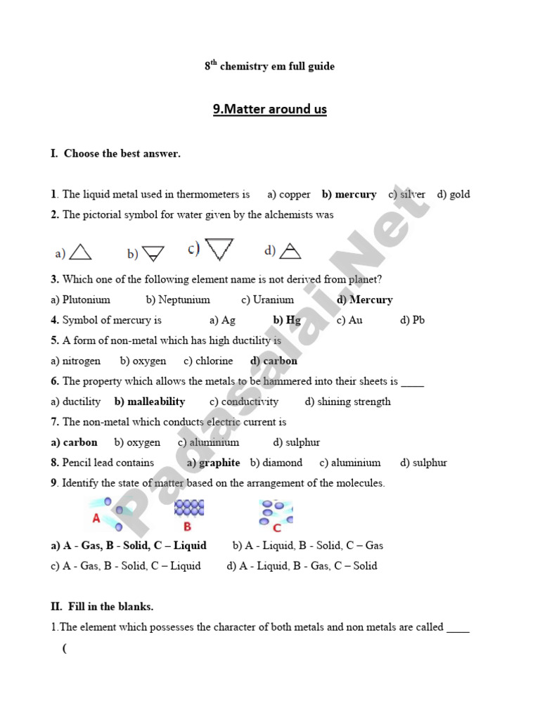 8th Grade Chemistry Matter Guide | PDF | Atoms | Materials