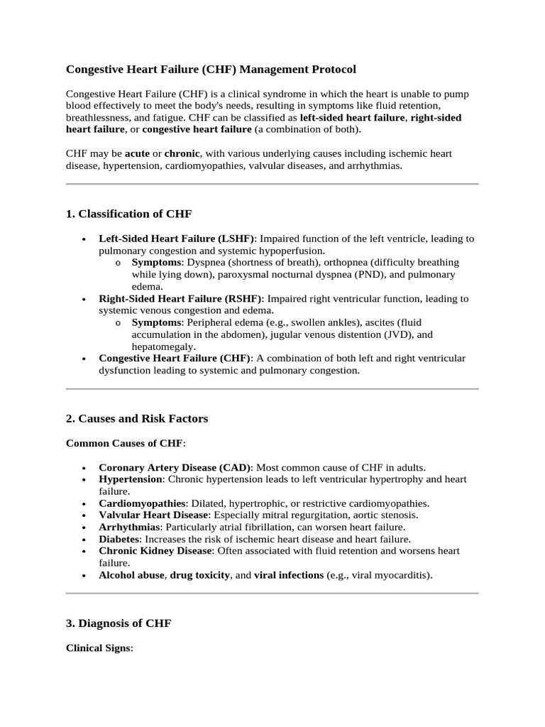 CHF Management Protocol Overview | PDF | Heart Failure | Heart