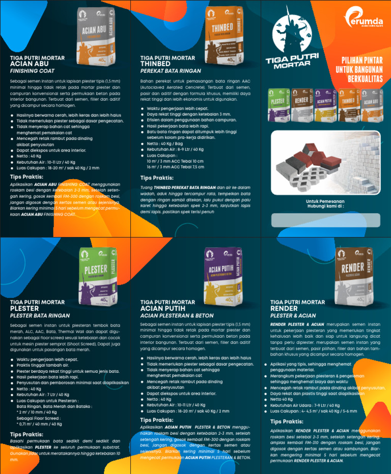 Brosur Tiga Putri Mortar Depan - Belakang | PDF